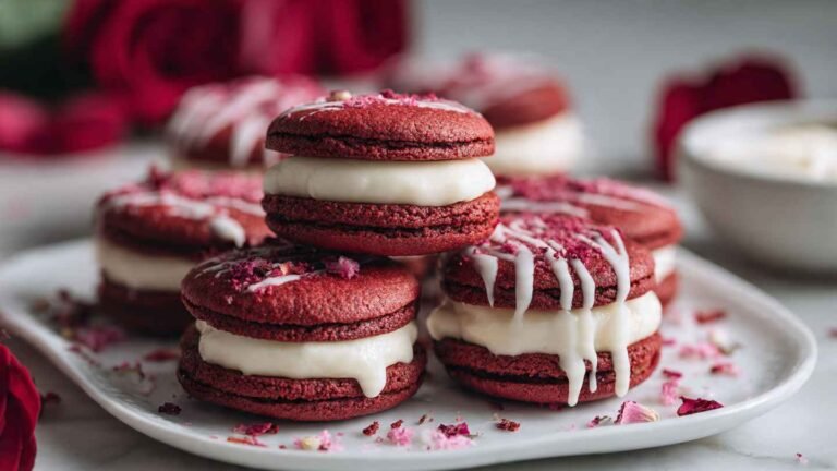 Red Velvet Rose Sandwich Cookies – Soft, Creamy & Elegant Homemade ...